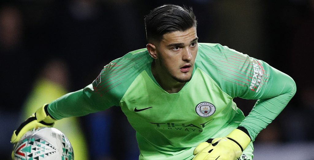 Aro Muric made his Manchester City debut against Oxford United